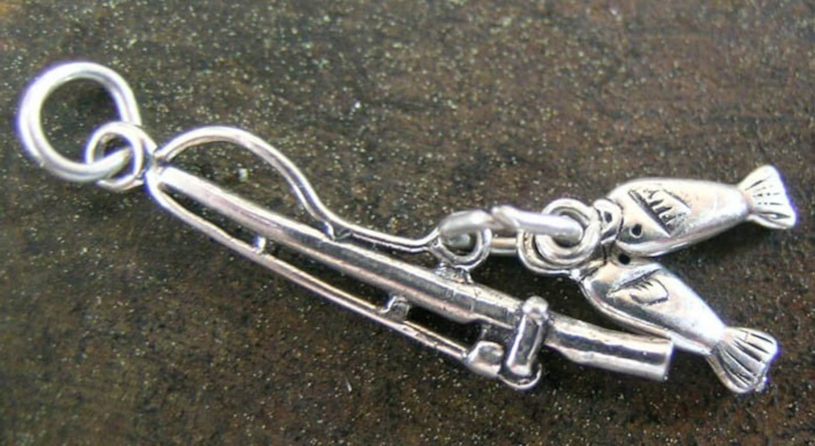 Sterling Silver Fishing Rod With Fish Charm, Golf Bag, or Golfer Charm ...