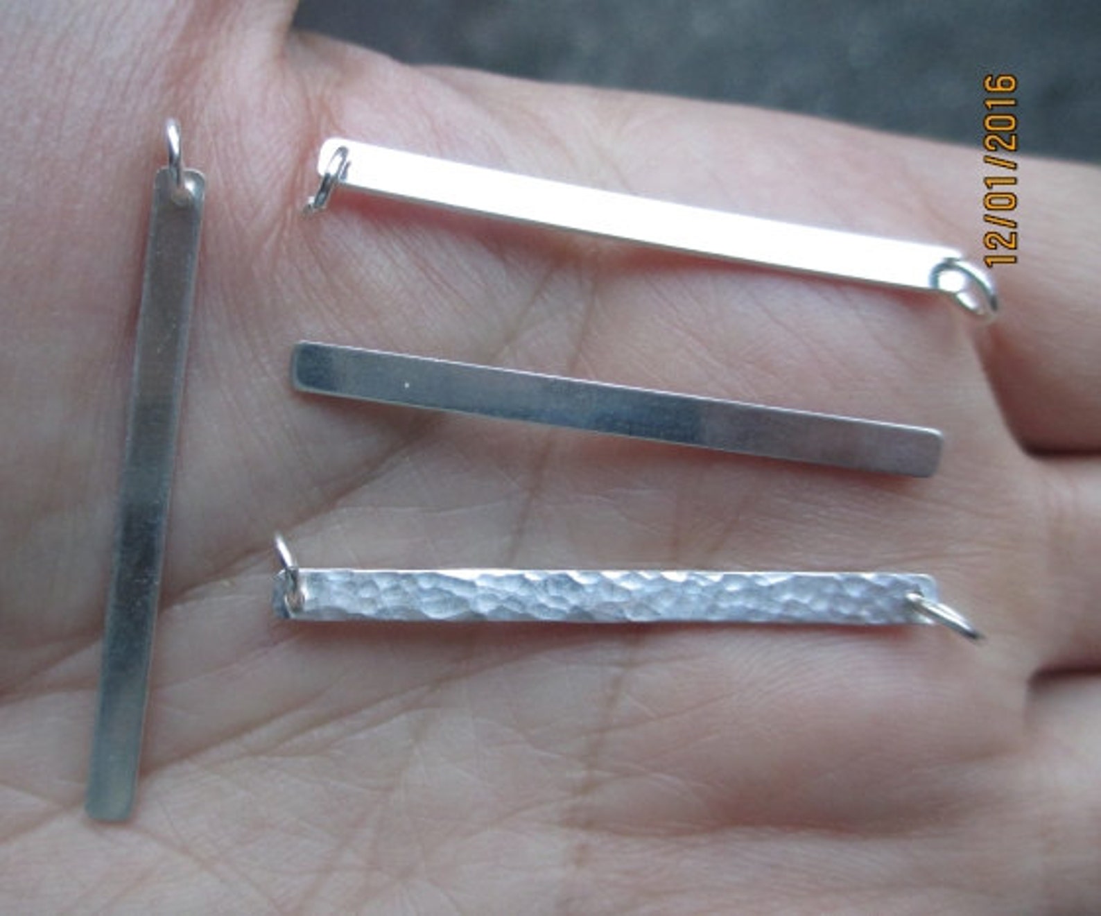 Sterling Silver Hammered Bars or Earringsor Plain Bar. | Etsy