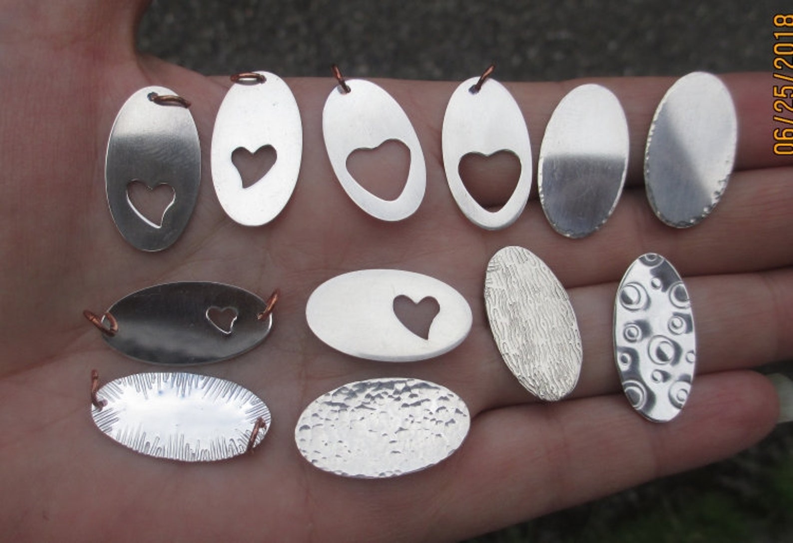 Sterling Silver Oval Disc With Heart Cut Out or Design - Etsy