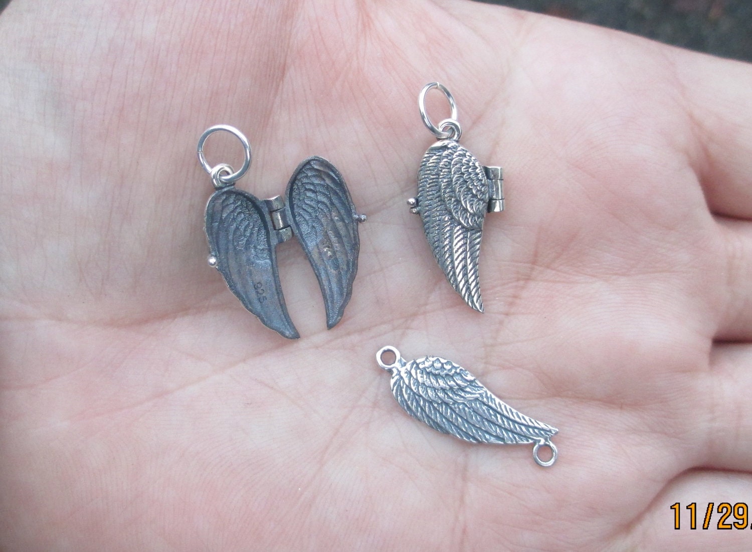 Sterling Silver Angel Wing Connector Locket or Angel Wing | Etsy