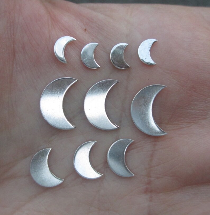 Sterling Silver Moon Stampings(1/2", 1" or 1-1/4" Size)(24 or 22 Gauge ...