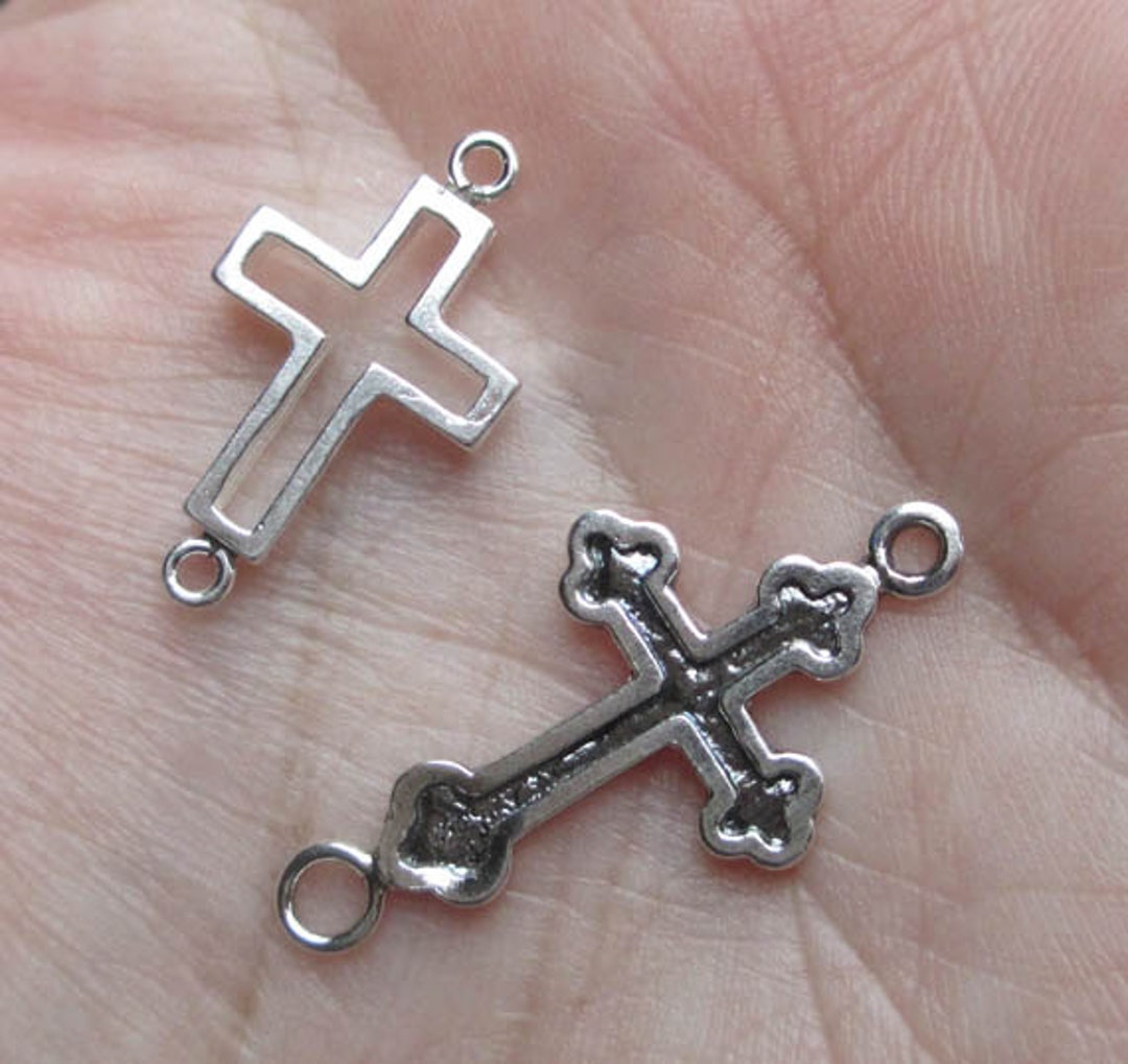 Sterling Silver Open Cross Link or Darked Solid Cross Link - You Choose ...