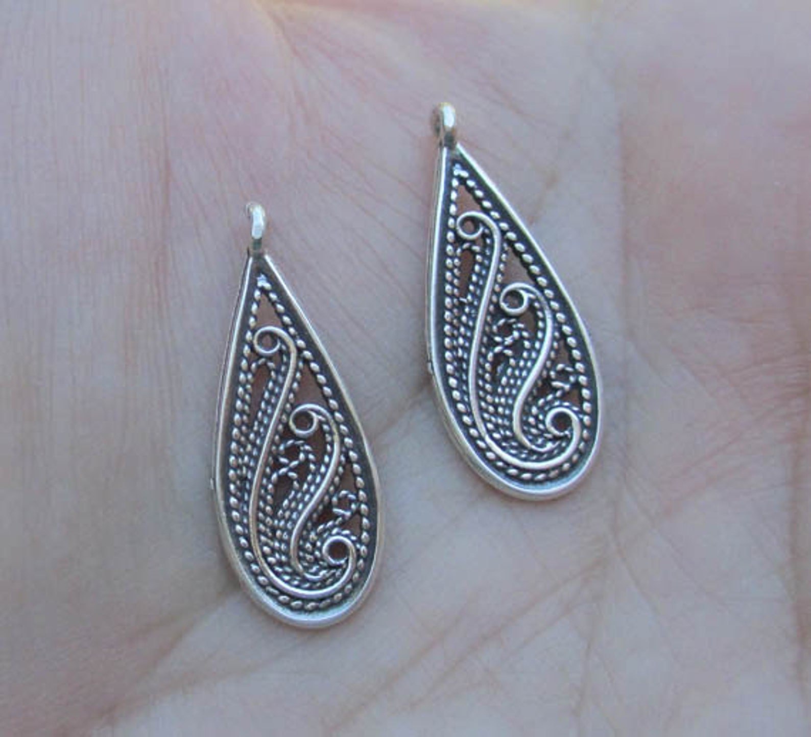 Sterling Silver Filigree Heartteardrop or Arrow Charmsyou - Etsy