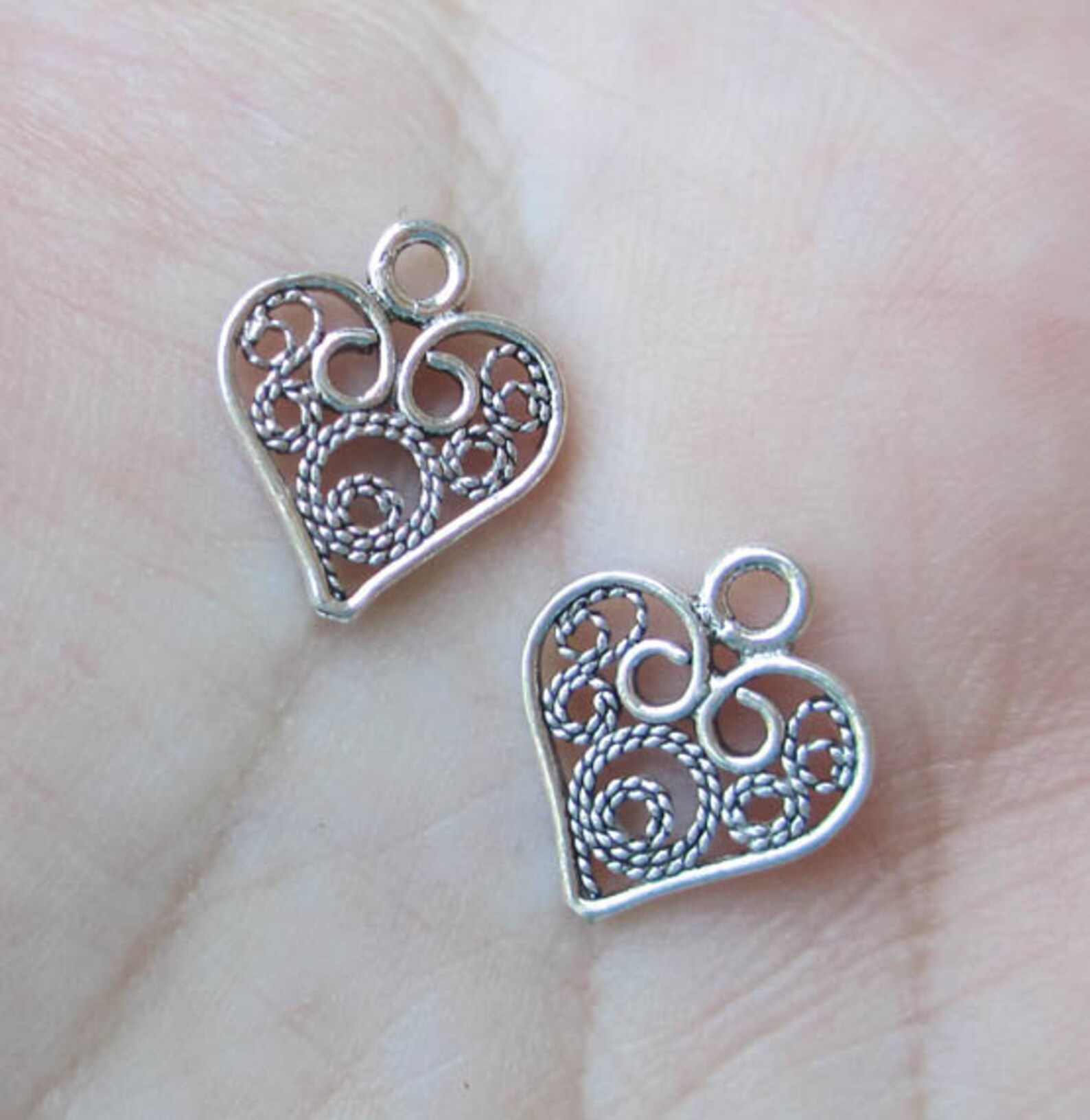 Sterling Silver Filigree Heartteardrop or Arrow Charmsyou - Etsy