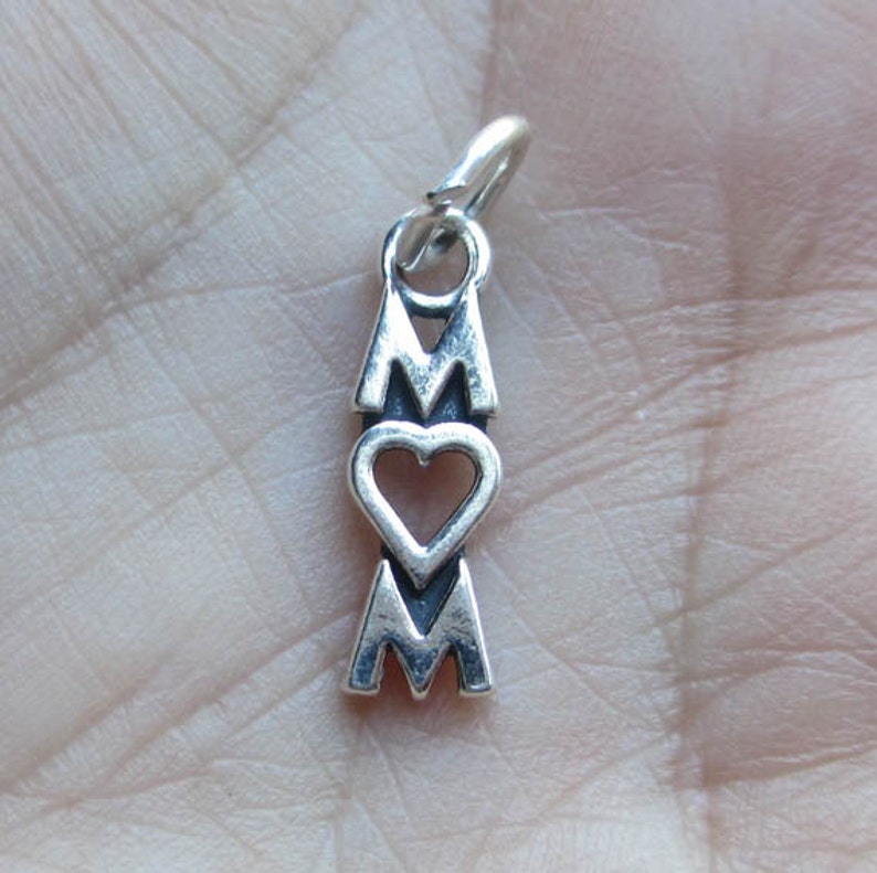 Sterling Silver Mom, Mom With Rose, or Mom Heart Charm(one Charm)you ...