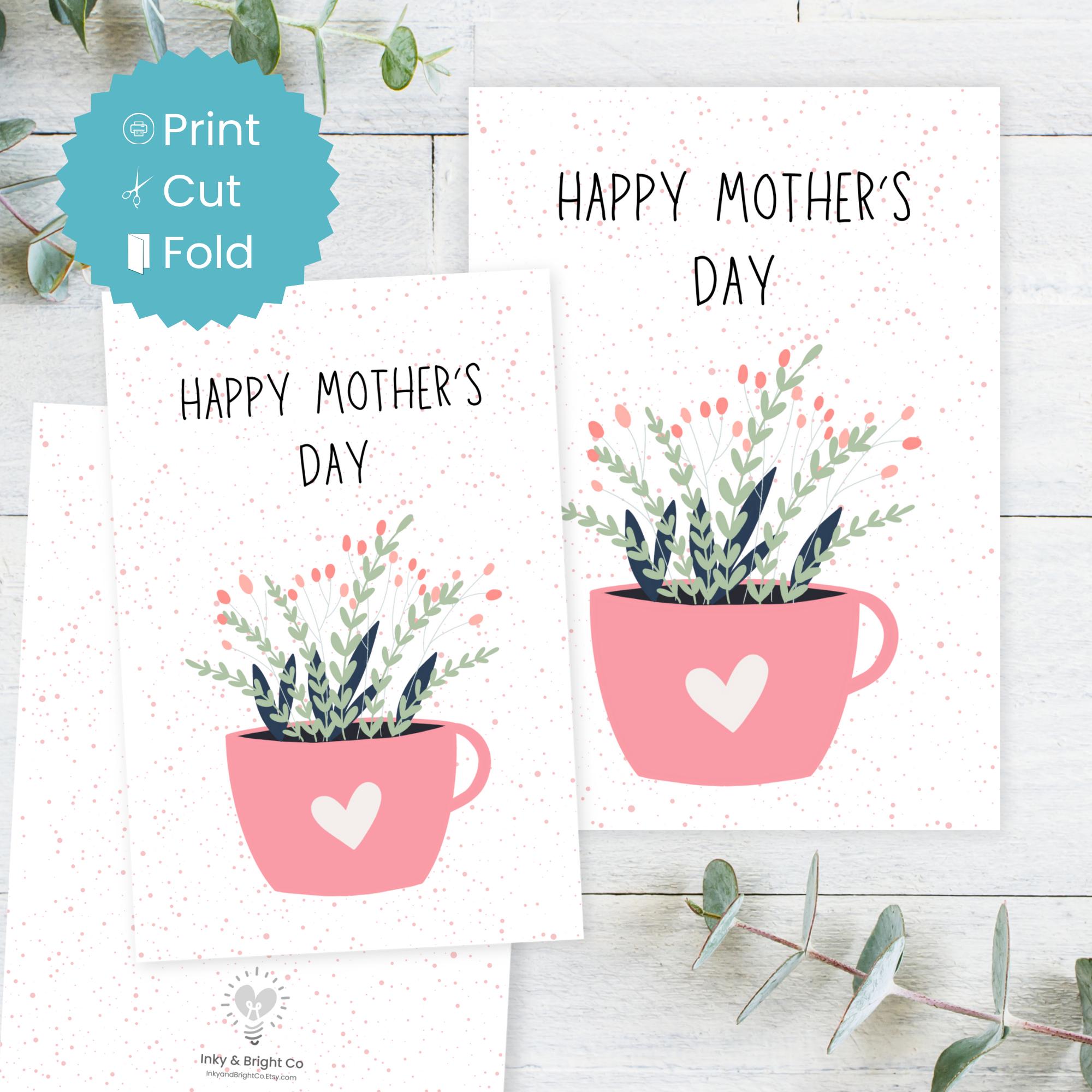 Floral Coffee Cup Mother's Day Card (digital Download) - Etsy