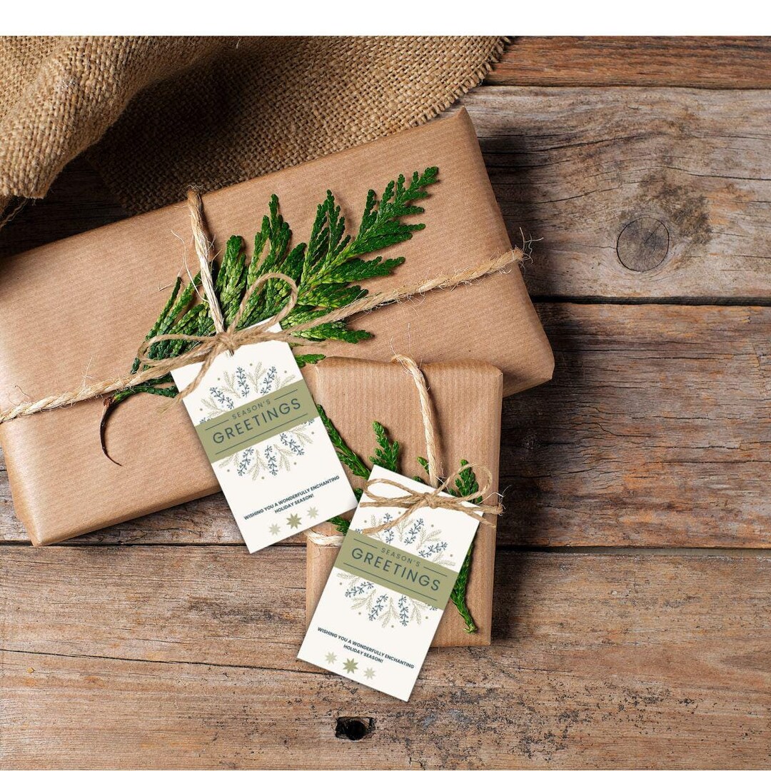 Seasons Greetings Gift Tag: Printable Holiday Tags (PDF) - Etsy