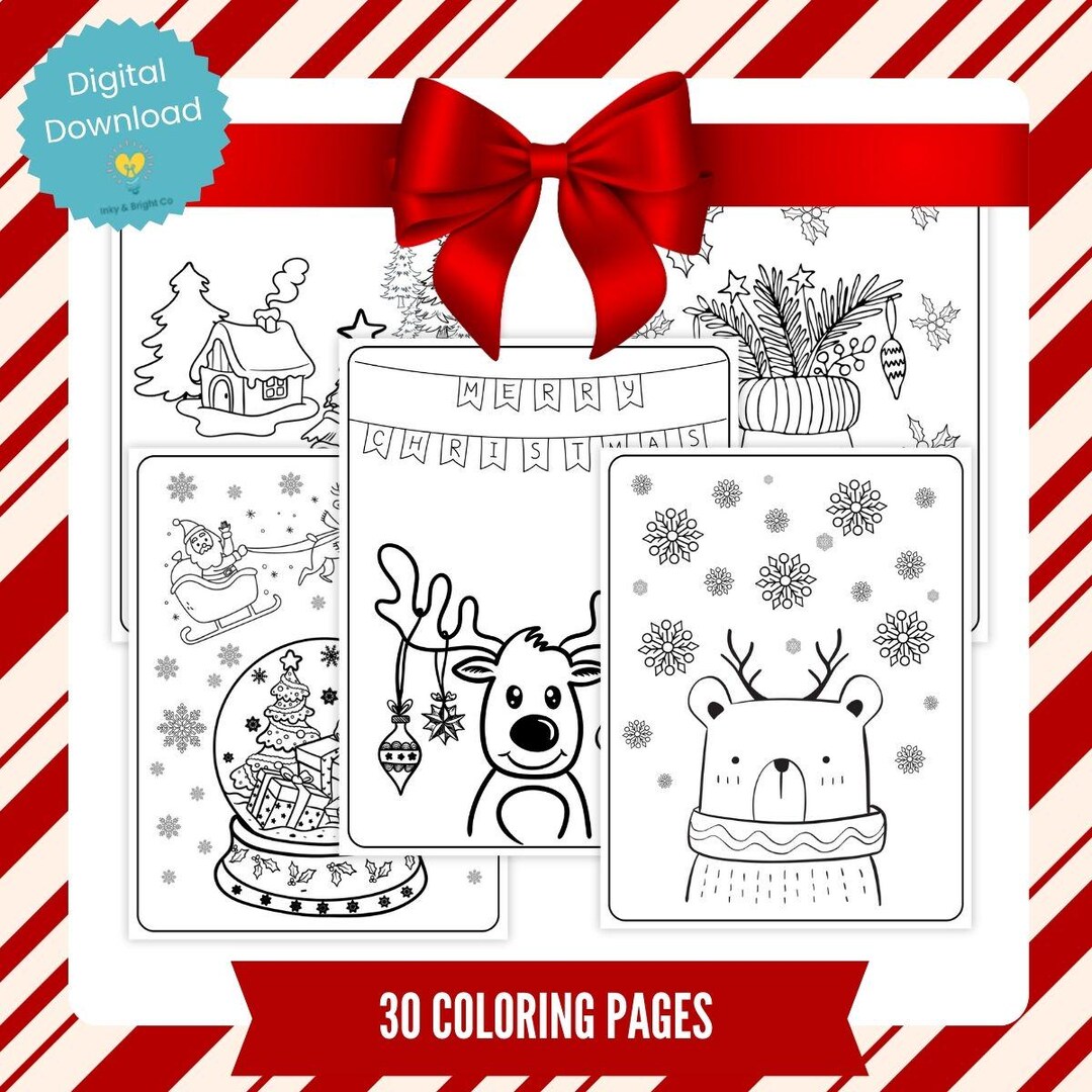 Christmas Coloring Pages for Kids: Festive Winter Activity (PDF) - Etsy