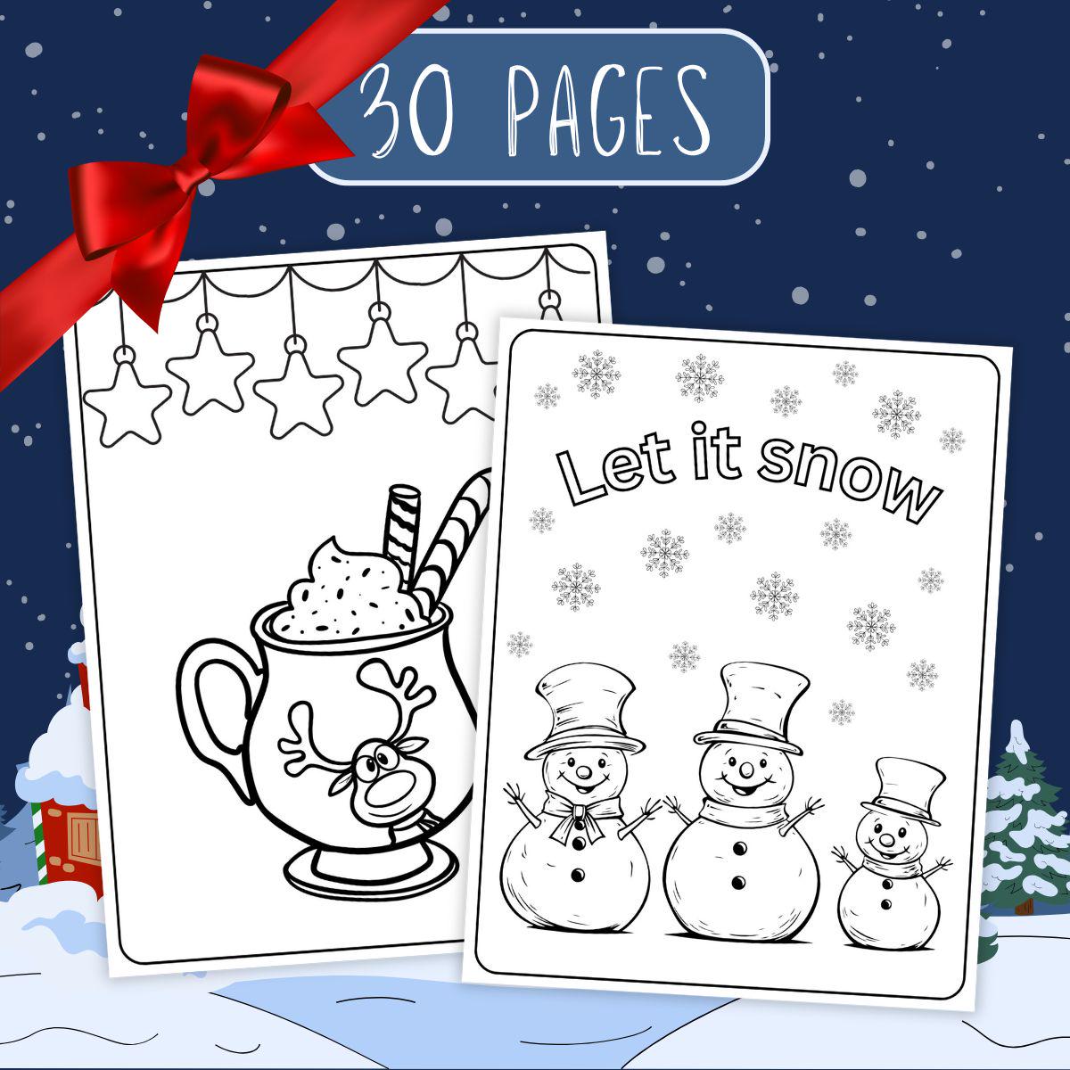 Christmas Coloring Pages for Kids: 30 Festive Designs (digital Download ...