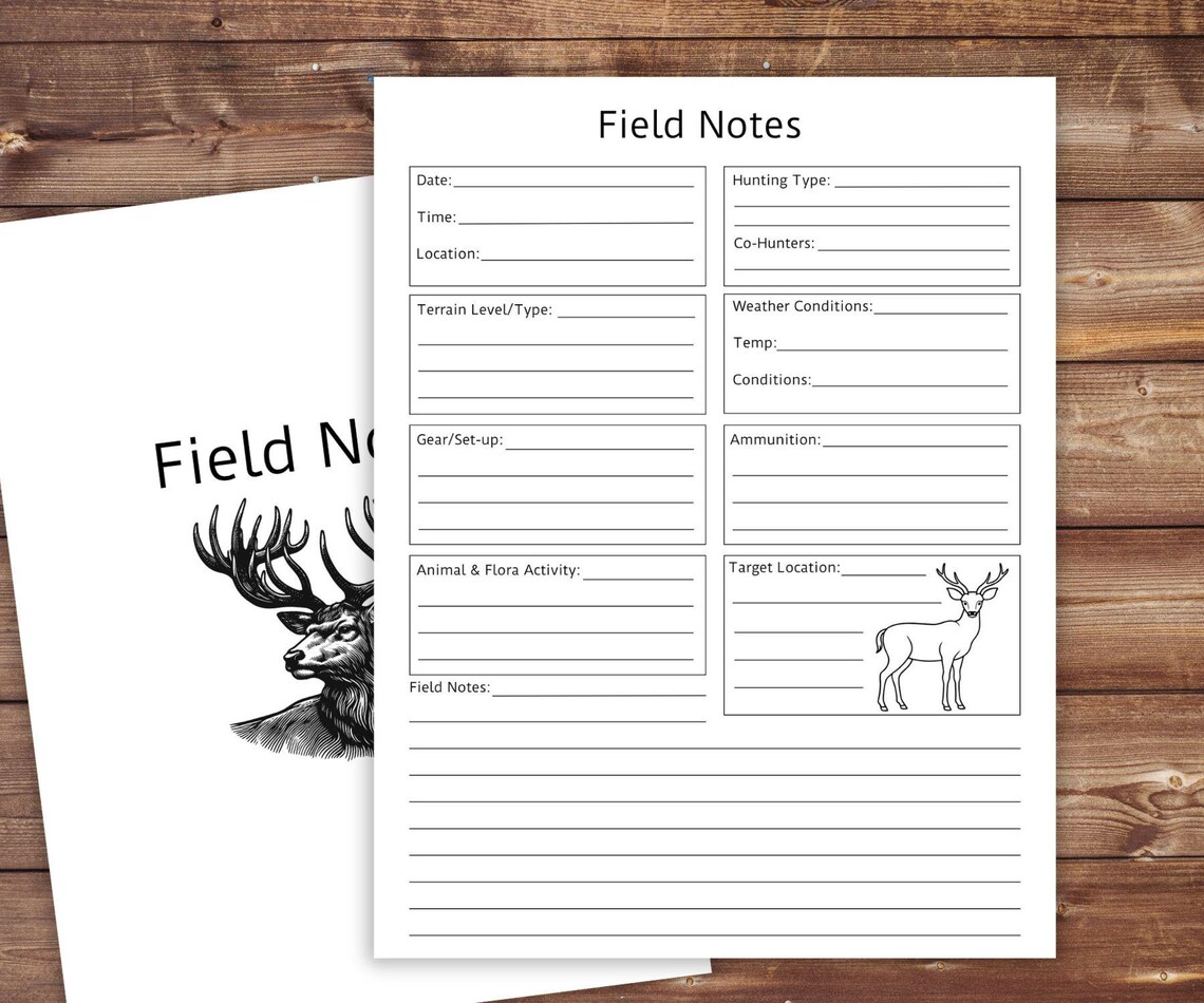 Printable Hunting Log and Tracker, Digital Hunting Record (PDF) - Etsy