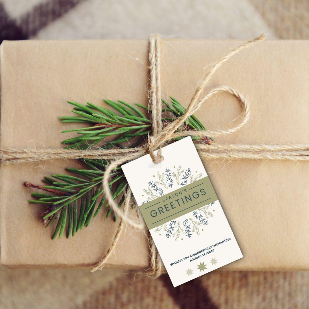 Seasons Greetings Gift Tag: Printable Holiday Tags (PDF) - Etsy