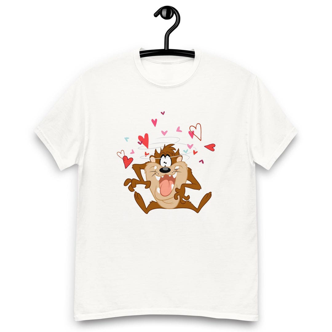 Taz With Hearts Whirlwind Love Cartoon T-shirt - Etsy