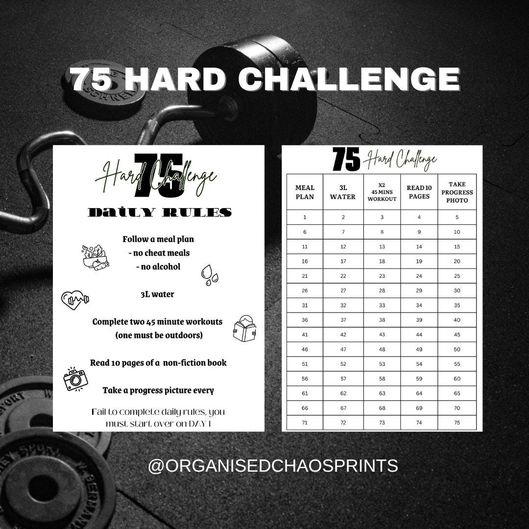 75 HARD & 75 SOFT CHALLENGE - Etsy