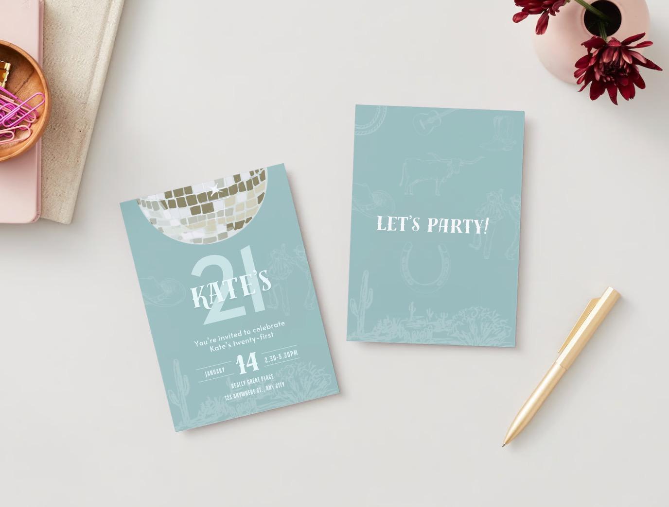 Disco Country Birthday Party Invitation - Etsy