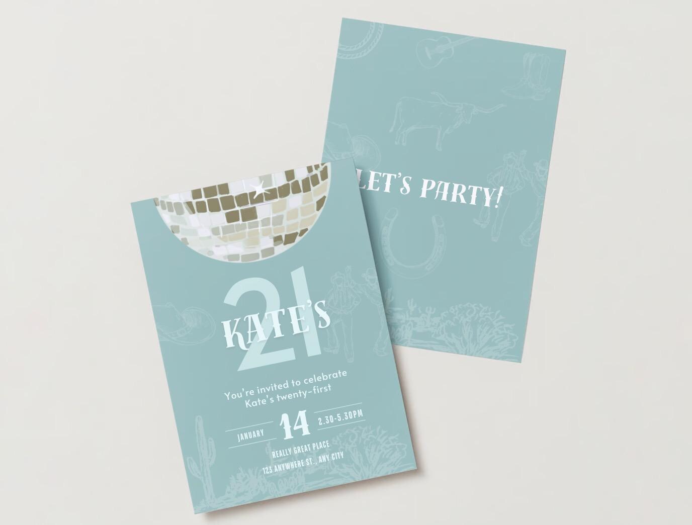 Disco Country Birthday Party Invitation - Etsy