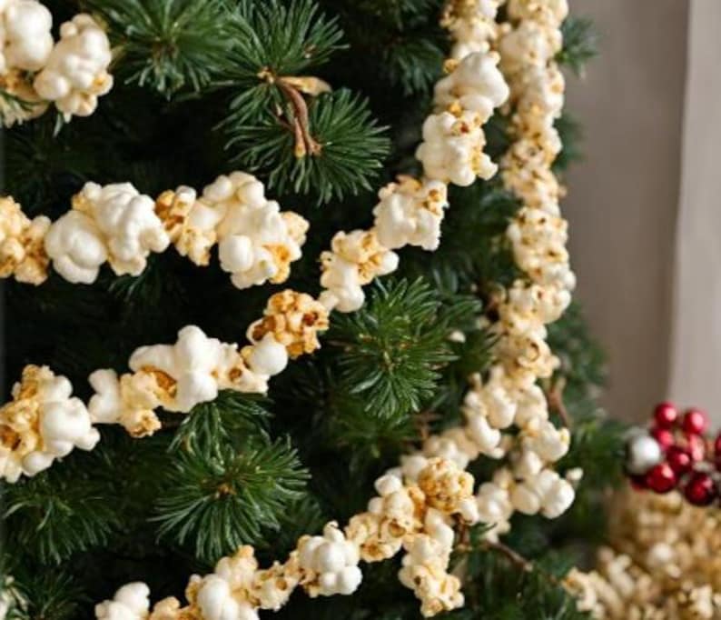 REAL Popcorn Garland Decoration - Handstrung From White Popcorn - Etsy