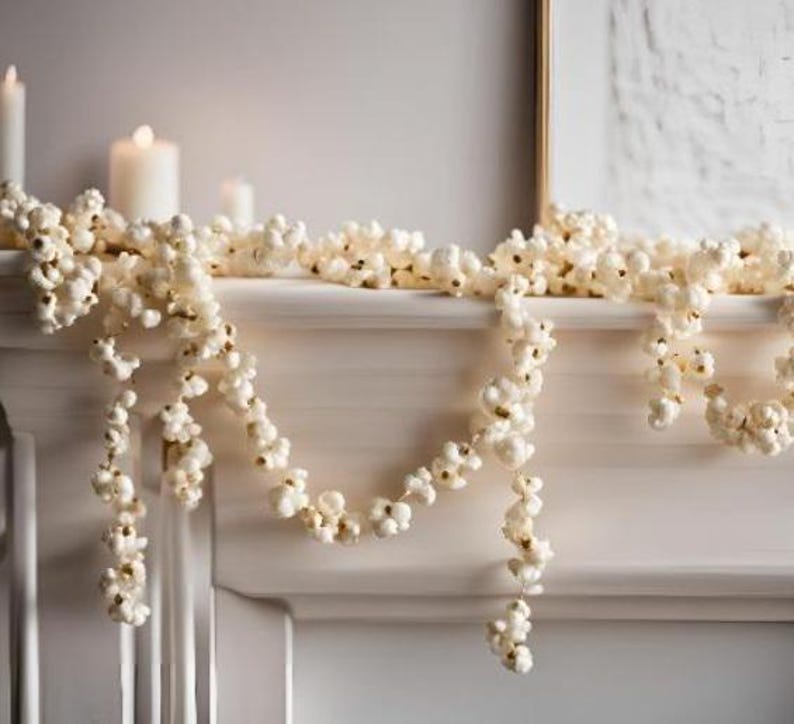 REAL Popcorn Garland Decoration - Handstrung From White Popcorn - Etsy