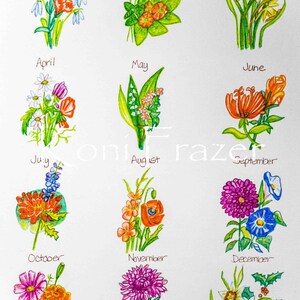 Birthday Flowers by Month Birthday Month Flower Chart Birth - Etsy Finland