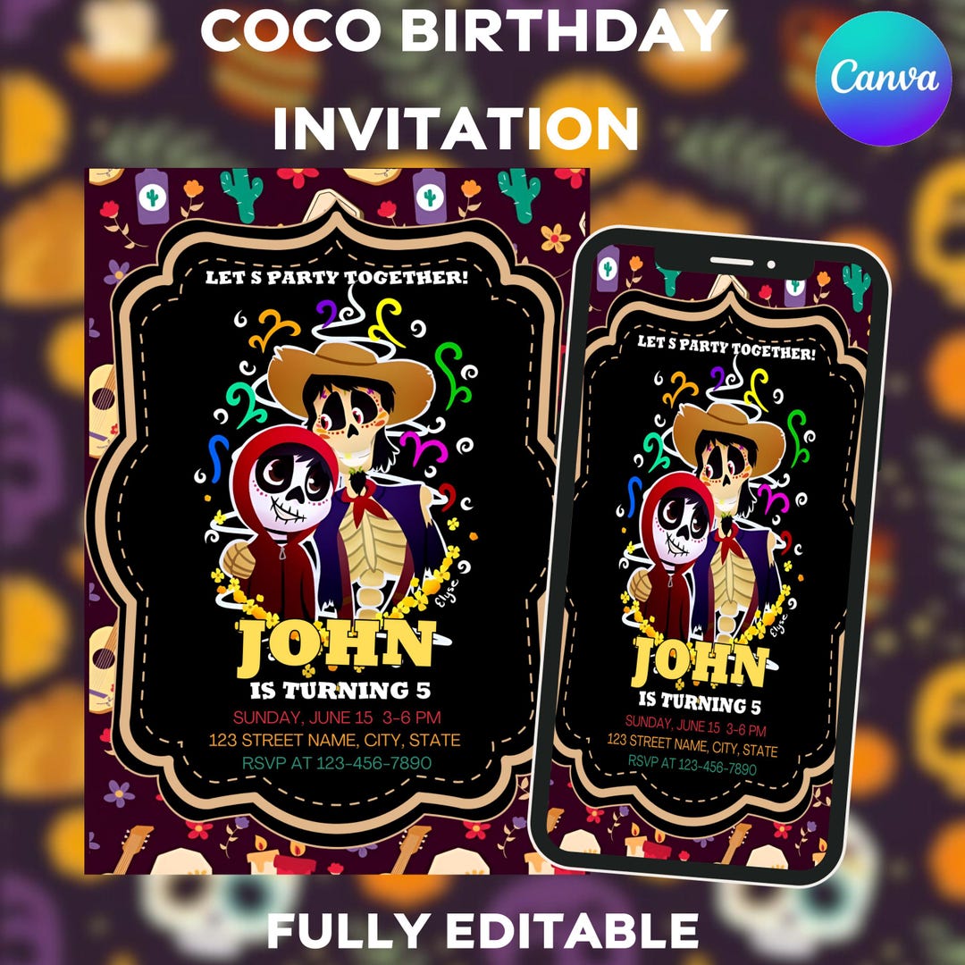 Coco Birthday Invitation, Coco Invitation, Fiesta Invitation, Coco ...