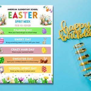 Easter School Spirit Week Flyer Template (canva Editable) - Etsy