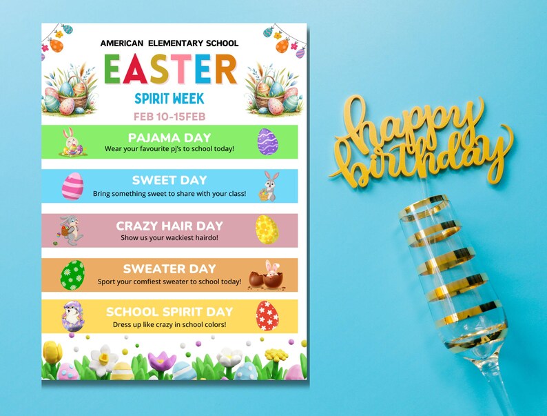 Easter School Spirit Week Flyer Template (canva Editable) - Etsy