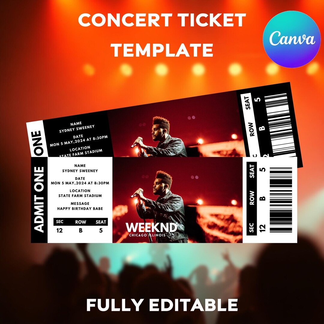 Concert Ticket Template, Surprise Concert Tickets, Printable Concert ...