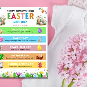 Easter School Spirit Week Flyer Template (canva Editable) - Etsy