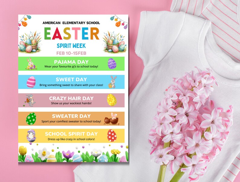 Easter School Spirit Week Flyer Template (canva Editable) - Etsy