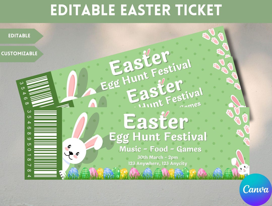Easter Ticket, Gift Ticket, Easter Egg Hunt Ticket, Easter Bunny ...
