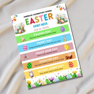 Easter School Spirit Week Flyer Template (canva Editable) - Etsy