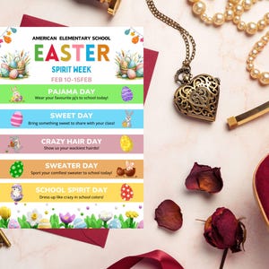 Easter School Spirit Week Flyer Template (canva Editable) - Etsy