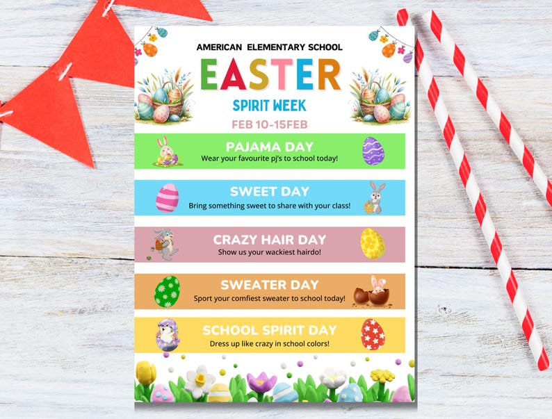 Easter School Spirit Week Flyer Template (canva Editable) - Etsy