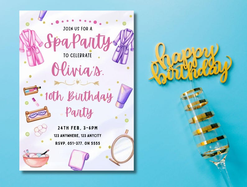 Spa Party Invitation, Editable Tween Birthday Spa Party Invite, Pamper ...
