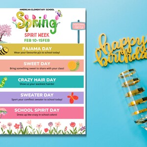 Editable Spring Spirit Week Flyer Canva Template, School Spirit ...