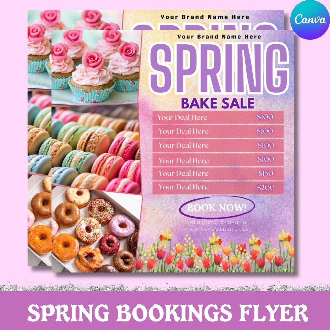Spring Bake Flyer, Dessert Shop Template (digital Download 1080x1080px ...