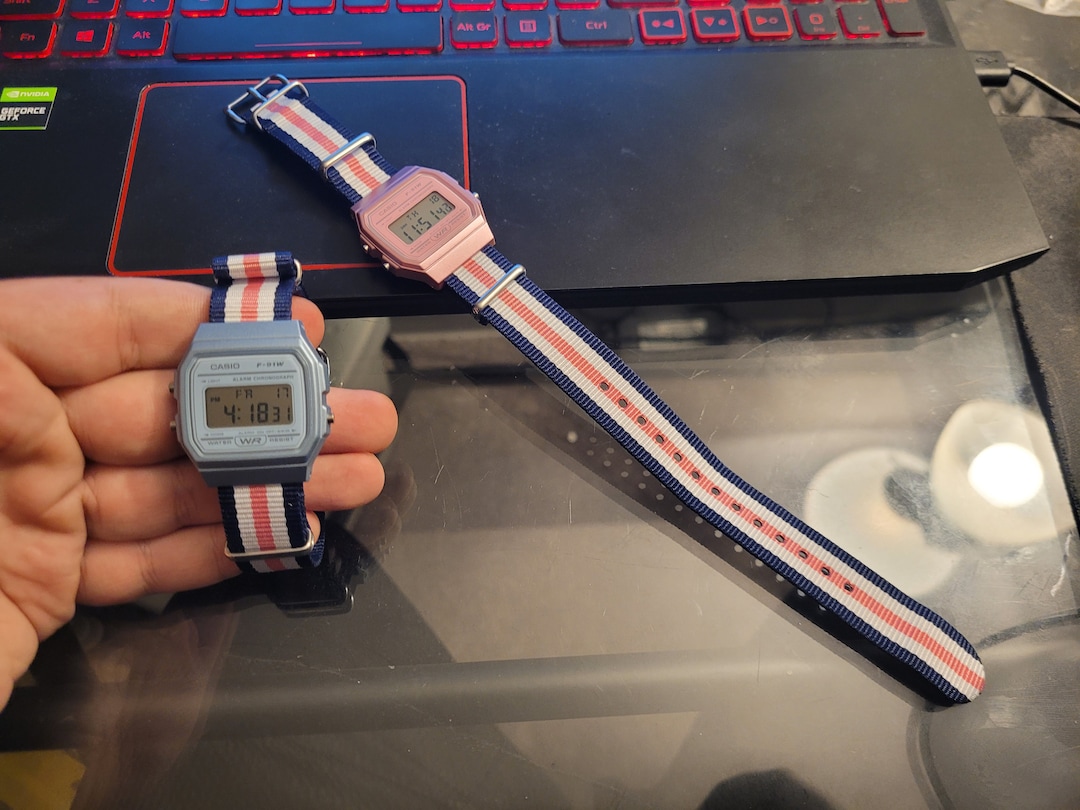 Custom Casio F-91w Watch, Unisex Retro Wristwatch With NATO Strap for ...