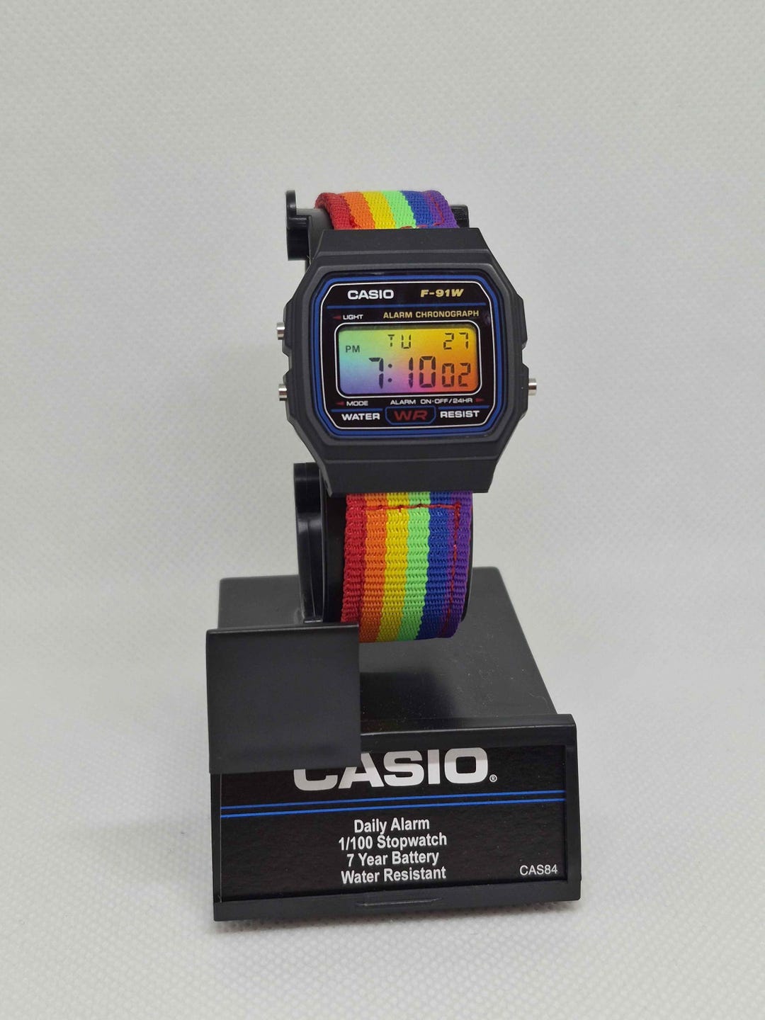 Rainbow Custom Casio F-91w Watch, Classic Watch Face + Screen Tint ...