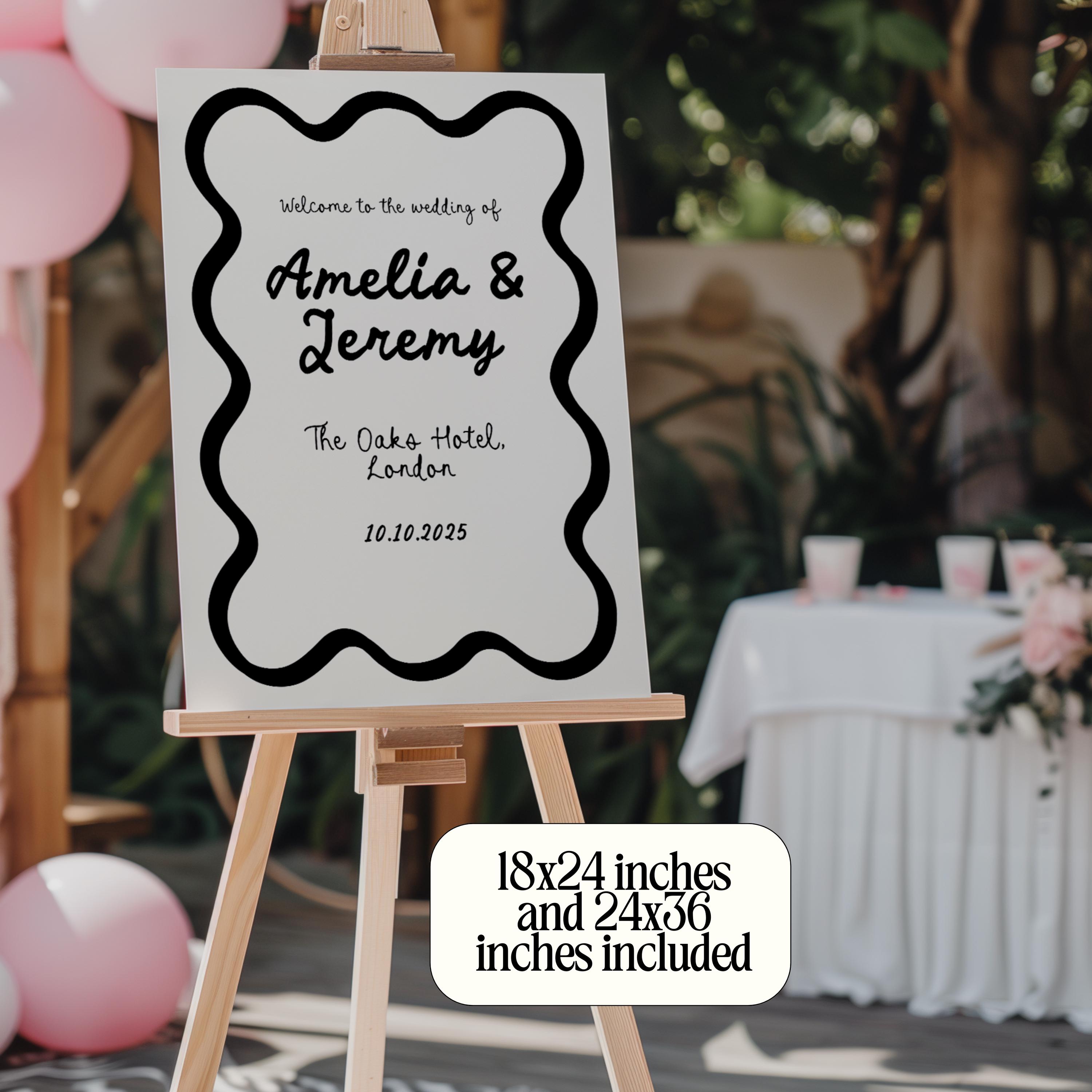 WELCOME SIGN Template | Simple Black and White Elegant Hand Written ...
