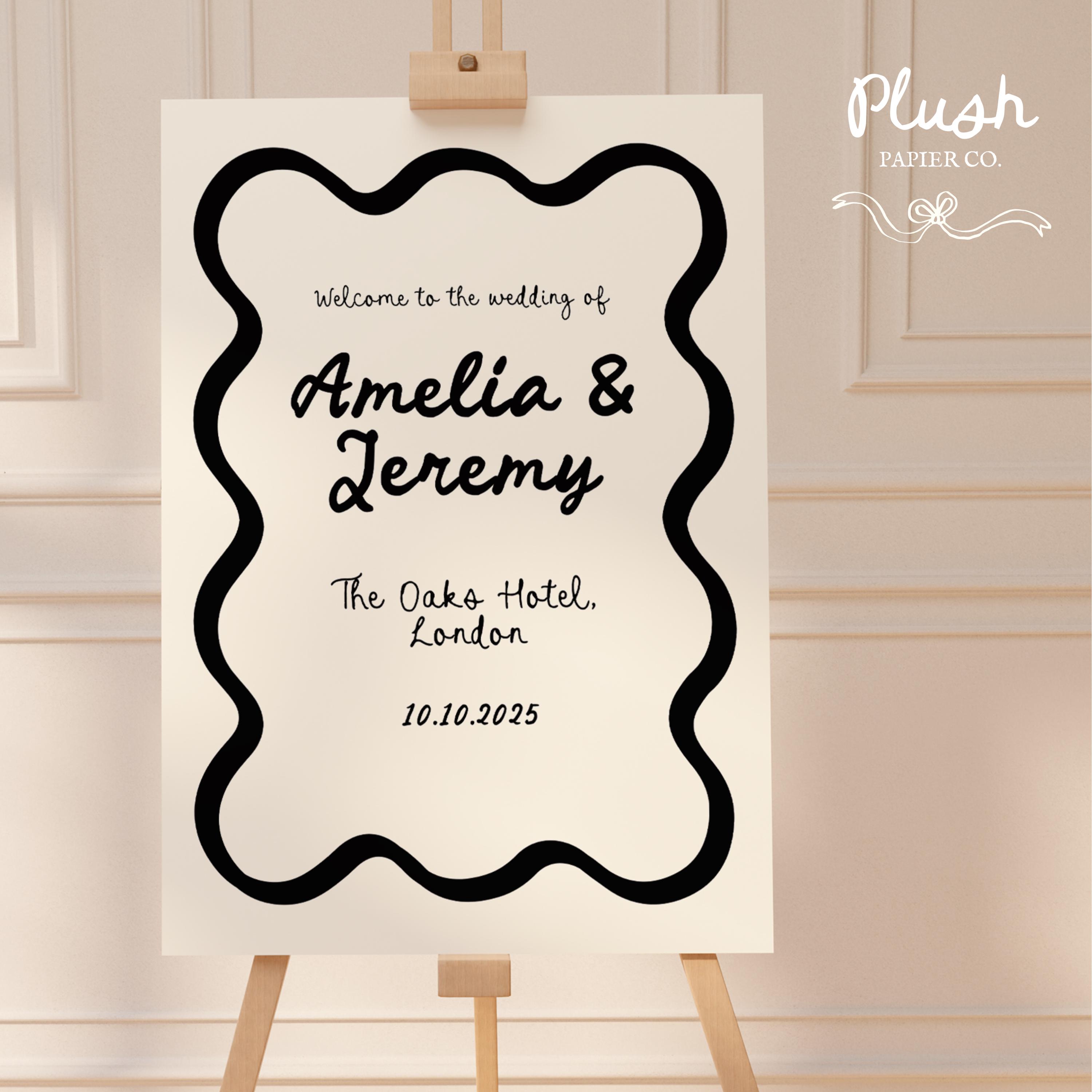 WELCOME SIGN Template Simple Black and White Elegant Hand Written ...