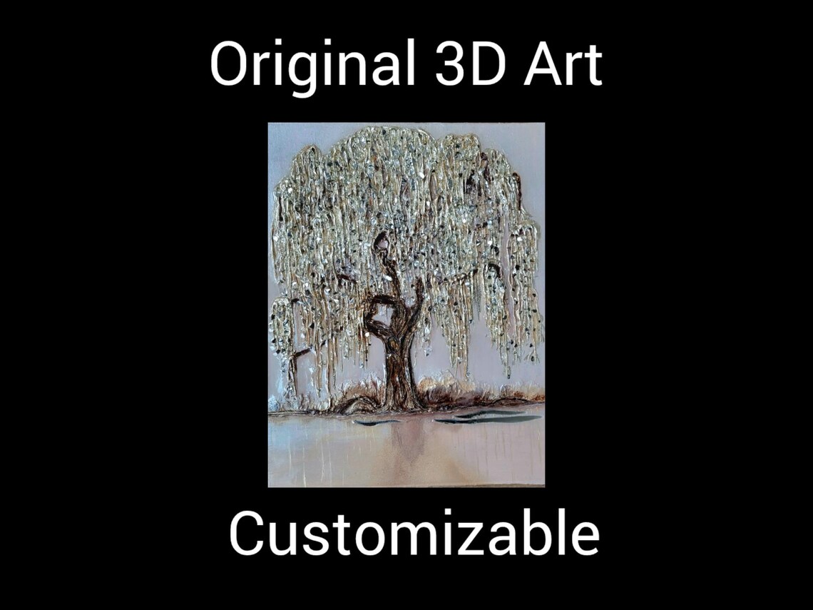 Weeping Willow Tree Original 3D Painting Personalized Anniversary Gift ...