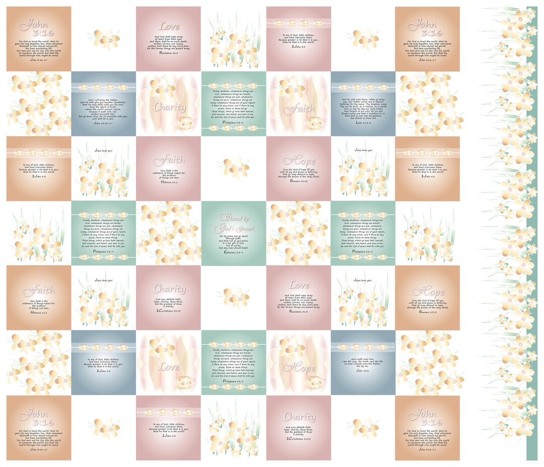 Christian Fabric, Faith Hope Charity Quilt Fabric 42" Wide by 36" - One ...