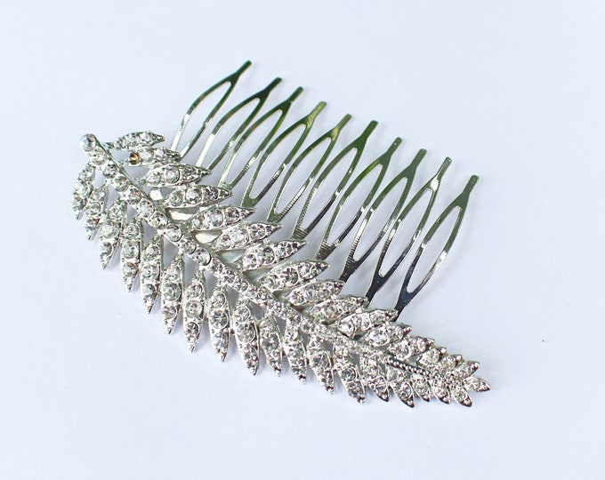 Silver Fern Leaf rapunzel Crystal Studded Bridal Hair Comb - Etsy