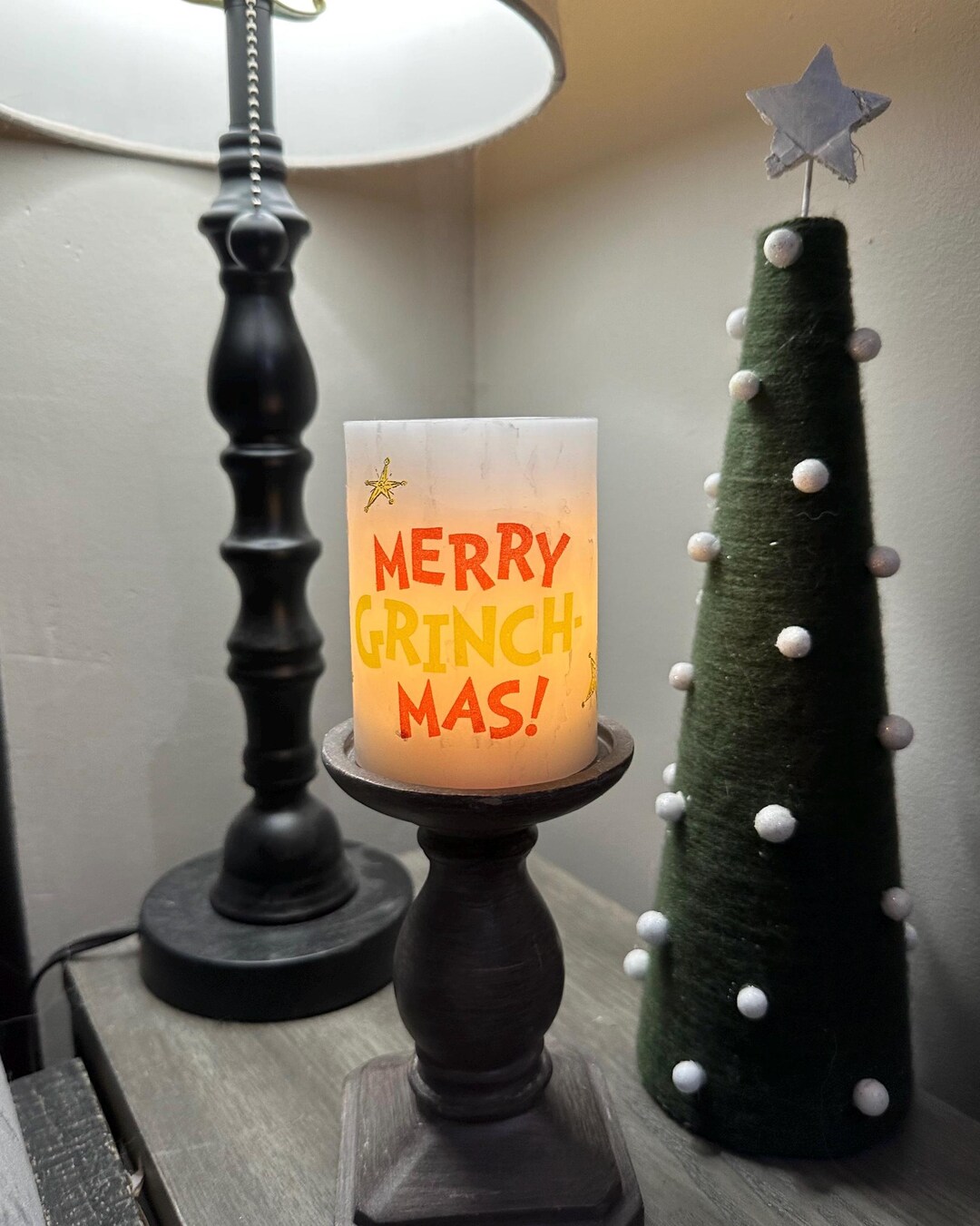 Flameless Grinch Themed Christmas Candle - Etsy