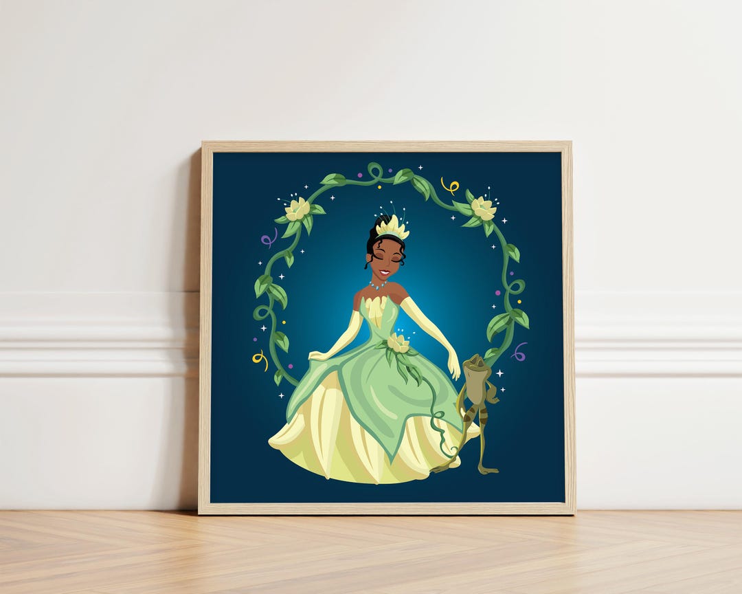 Tiana Poster, Princess and the Frog Art, Kids Movie Poster, Disney ...