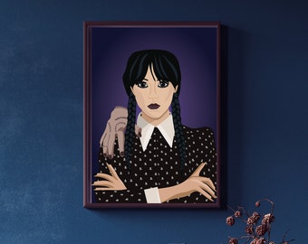 Wednesday Addams Art Print Addams Family, Pop Surrealism, Black Dress ...