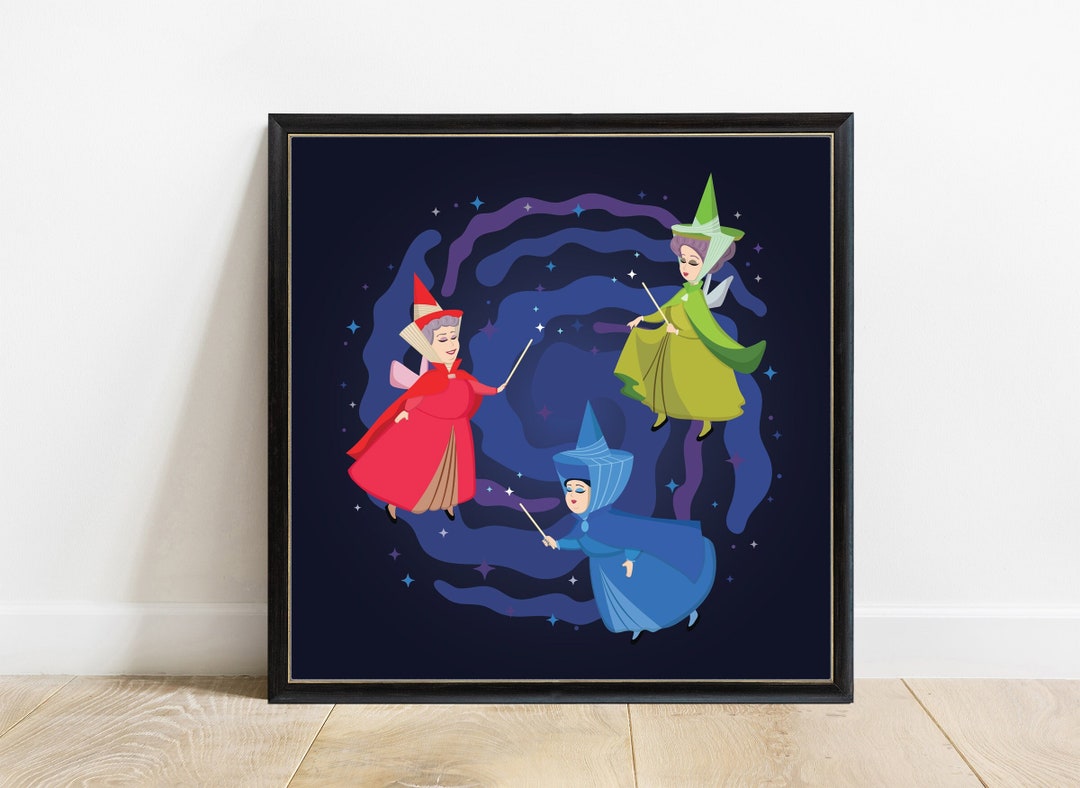 Three Good Fairies, Flora, Fauna, and Merryweather, Sleeping Beauty Art ...