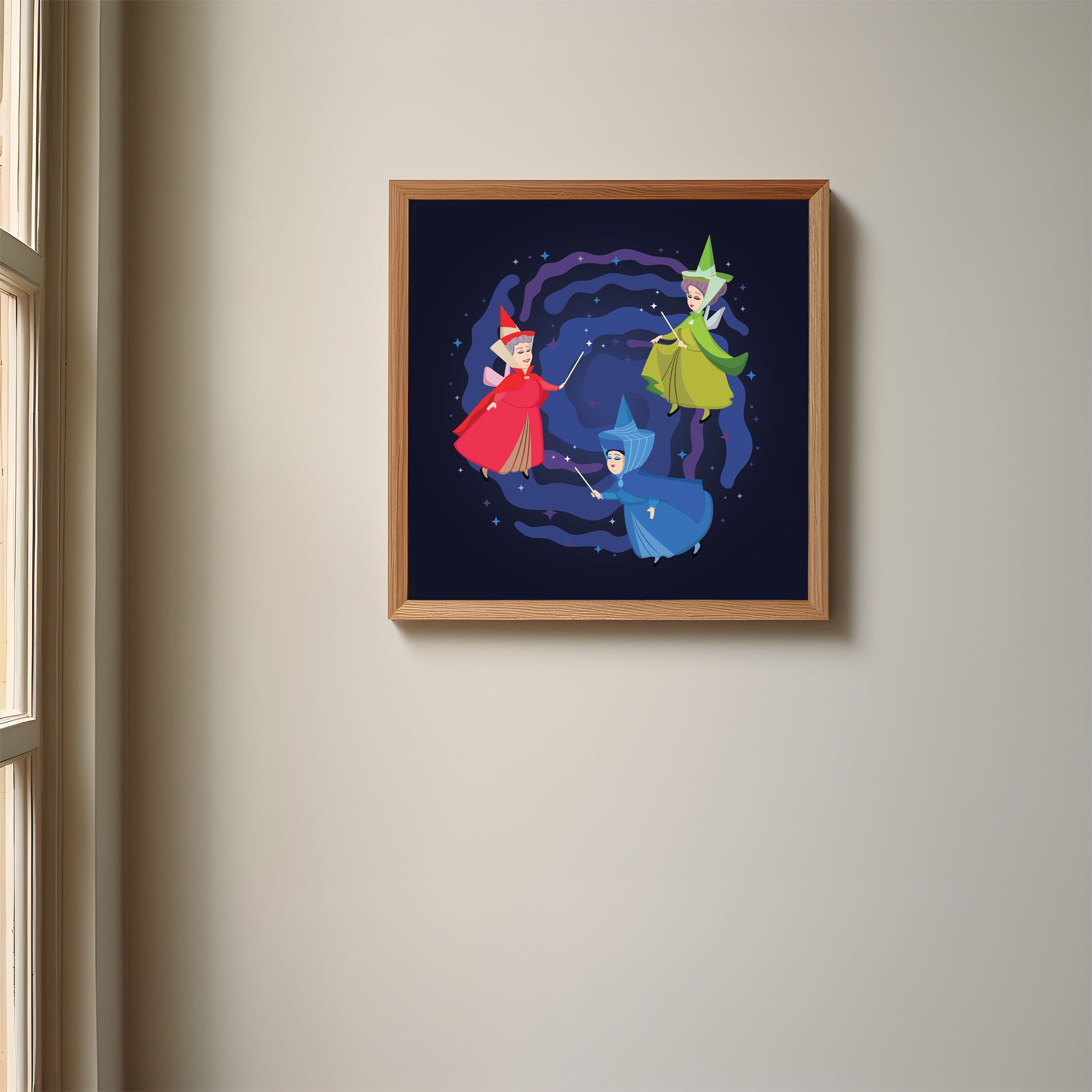 Three Good Fairies, Flora, Fauna, and Merryweather, Sleeping Beauty Art ...