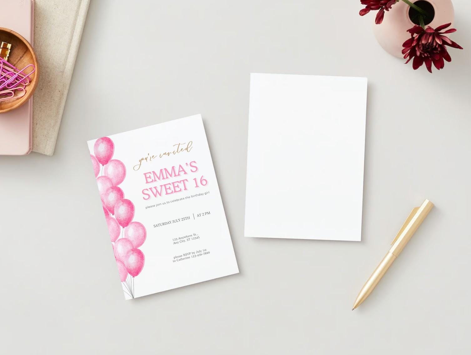 EDITABLE DIGITAL Sweet 16 Invitation : Pretty in Pink - Etsy