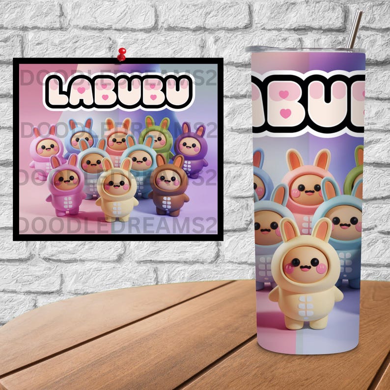 LA BUBU 20oz Tumbler Wrap, Labubu Inspired Skinny Tumbler Sublimation ...