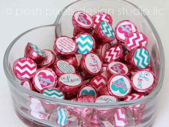 Items similar to Valentine's Day - PRINTABLE Candy Stickers - Hot Pink ...